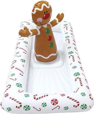 Generic Bac &agrave; glace gonflable pour nourriture - Plateau isotherme pour buffet, support de refroidissement en forme de bonhomme en pain d&eacute;pices pour temps chau