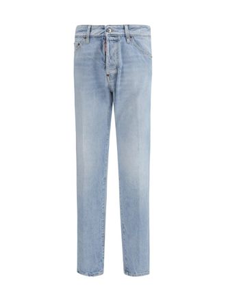 Dsquared2 Mens Ripped Jeans With Belt Loops Navy Blue Cotton