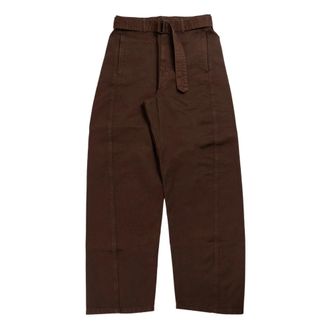 Christophe Lemaire Homme, Pantalons, Brun, Taille: S Pantalon en Coton Marron Ceintur&eacute; Torsad&eacute;