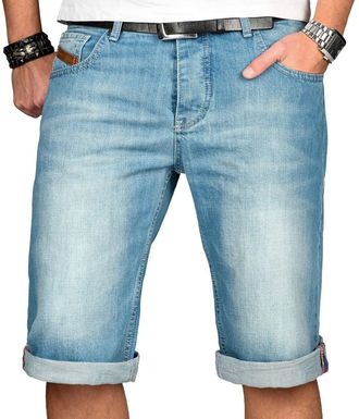 Alessandro Salvarini A. Salvarini Herren Designer Jeans Short Kurze Hose Comfort Fit Sommer Bermuda AS-230 [AS-230-Hellblau-W44]