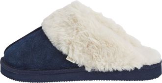 Next Damen Standard Velourslederpantolette mit Kunstfellfutter Marineblau X-Large