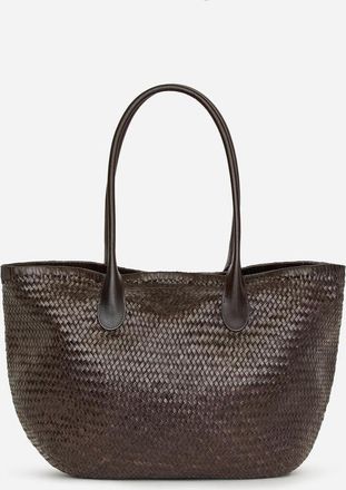 Arket Gewebte Tragetasche Aus Leder -Braun