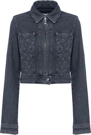Marine Serre Femme, Vestes, Bleu, Taille: 40 FR Denim Trucker Zipped Jacket