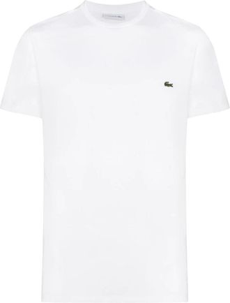Lacoste Homme, Tops, Blanc, Taille: L T-shirts Blancs avec Logo Brod&eacute;