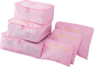 Generic 6 Teile/Satz Reisegep&auml;ck Organizer Taschen for Kleidung Lagerung Tragbare Koffer Verpackung W&auml;sche F&auml;llen(Pink)