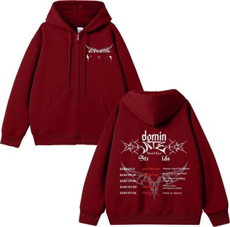 Generic Dominate Album Hoodie 2025 Welt Tour Baumwolle Unisex Zipper Sweatshirts(Red-Padded,4XL)