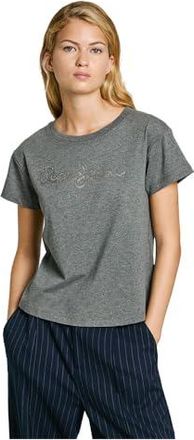 Pepe Jeans London Gaia T-Shirt, Gris fonc&eacute; chin&eacute;, S Femme