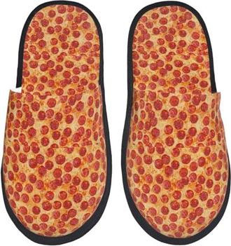 Generic Impression De Pizza Pantoufles En Peluche Hiver Pantoufles Moelleuses Respirantes Slippers Pour Intérieur Homme Femme L