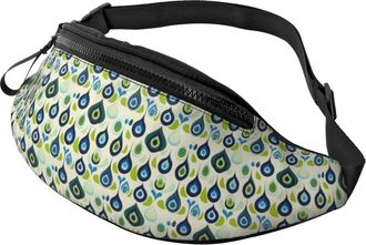Generic G&uuml;rteltasche Mode Bauchtasche Abstrakter Druck Mit Gr&uuml;nen Augen Verstellbarer Taillentasche F&uuml;r Running Camping Herren 14X35Cm