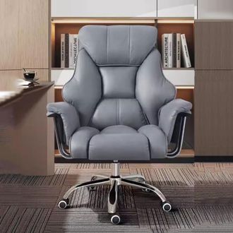 Generic Komfortabler Chefsessel mit Drehfunktion, ergonomischer B&uuml;rostuhl mit hoher R&uuml;ckenlehne, Lederpolsterung, Dicker Sitzfl&auml;che, Armlehnen und H&ouml;henverste
