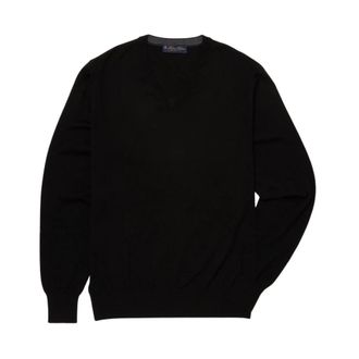 Brooks Brothers Merino Woll V-Ausschnitt Pullover - - Knitwear - Herren - Schwarzk - S