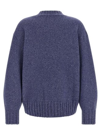 The Attico Asymmetrical Hem Virgin Wool-Cashmere Sweater - Indigo