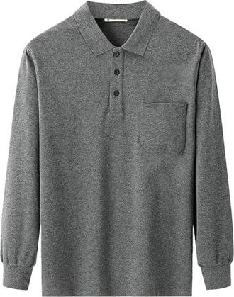 Generic Polo pour homme - Chemise de golf d&eacute;contract&eacute;e boutonn&eacute;e - L&eacute;ger et respirant - Manches longues - Printemps et automne - Hauts confortables 2026, gris