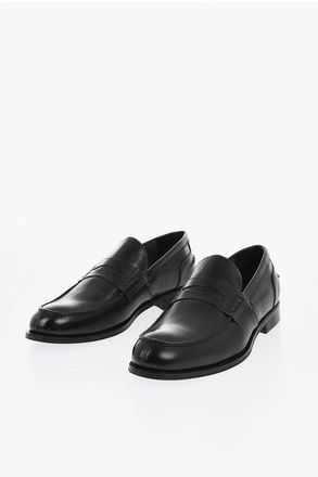 Corneliani Leather Penny Loafers with Leather Sole size 44,5