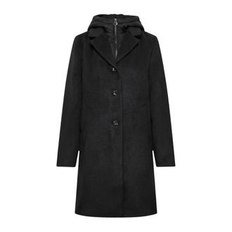 Street One Mantel mit Reverskragen und Kapuzeneinsatz - - Coats - Damen - Schwarzk - XS