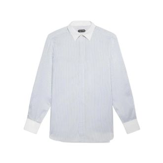 Tom Ford Seidenhemd mit grafischem Aufdruck - - Shirts - Herren - Blau - L