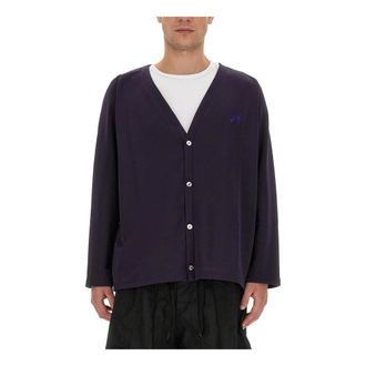 Needles Homme, Pulls, Violet, Taille: S V Neck Cardigan - C/Pe Bright Jersey