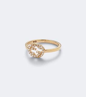 Gucci Ring Interlocking G aus 18kt Gelbgold mit Diamanten