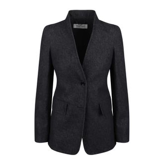 Max Mara Femme, Vestes, Bleu, Taille: 40 FR Blazer effet denim &agrave; col montant