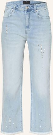 Monari Monari Cropped Jeans Mit Schmucksteinen blau