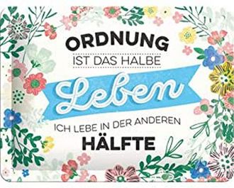 Nostalgic Art Retro Blechschild, Word Up - Ordnung ist das halbe Leben - Geschenk-Idee für Chaoten, aus Metall, Vintage-Design mit Spruch, 15 x 20 cm