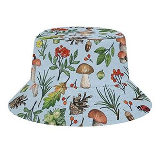 Generic Plante/Animal Rétro Vert Clair (5) Chapeaux De Pêcheurs Anti-UV Chapeau Pêche Respirant Bucket Hat pour Chasse Camping Excursions
