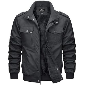 Magcomsen Veste dhiver pour homme - Doublure chaude - Veste polaire cargo d&eacute;contract&eacute;e - Veste mi-saison en coton - Veste militaire avec poches multiples, gris,