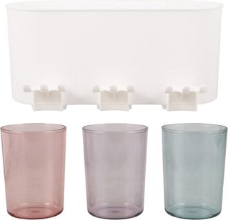 Lurrose Wandmontierter Zahnbürstenhalter mit Drehbarem Aufbewahrungsfach Selbstklebend Platzsparend Bpa frei für Zahnputzbecher und Zahnpflegezubehör im Badez