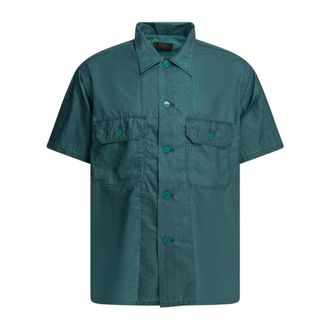 Beams Plus Kurzarm Workshirt - - Shirts - Herren - Blau - XL