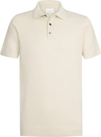 Profuomo Unifarbenes Strick-Poloshirt in Reiskornstruktur in