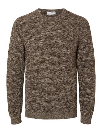 Selected Herren Slhvince Knit Bubble Crew Neck Noos Pullover, Chocolate Torte, L EU