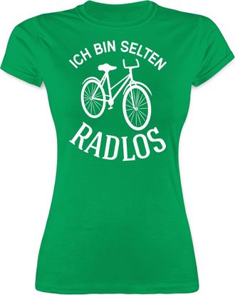 Shirtracer Shirt Damen - Radsport - Ich Bin selten Radlos - L - Gr&uuml;n - Rad Tshirt Fahrrad Shirts Radfahrer baumwollshirt rennrad t-Shirt radel Kurzarm Radfahren 