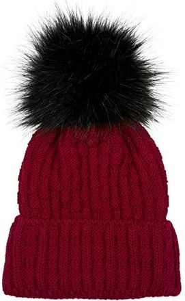 styleBREAKER Bonnet en Maille avec Pompon Unisexe, avec Motif tress&eacute; et Doublure en Polaire, Bonnet dhiver avec Un Pompon en Fausse Fourrure, fabriqu&eacute; en Pologne 0
