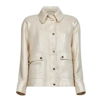 Brunello Cucinelli Femme, Vestes, Beige, Taille: 38 FR Mw4317Bndc802 Linen Blazer