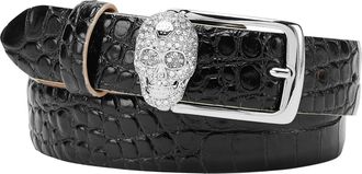 Philipp Plein Gürtel - Gürtel Skull Crocco Print - Gr. 100 - in Schwarz - für Damen
