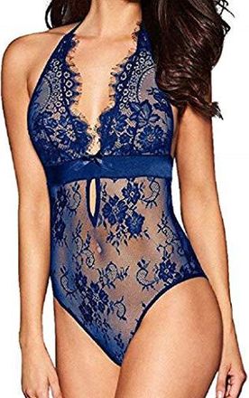 Generic Ensemble de sous-v&ecirc;tements sexy pour femme - Combinaison une pi&egrave;ce en dentelle coquine - Lingerie avec lani&egrave;res - Corsage - Manteau, body - Ensemble d