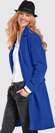 Heine Kurzmantel HEINE, Damen, Gr. 38, blau (royalblau), 80% Wolle, 20% Polyamid, unifarben, unifarben mit Farbeinsatz, unifarben mit Farbeins&auml;tzen, M&auml;ntel 