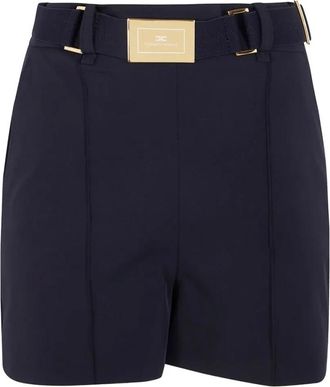 Elisabetta Franchi Femme, Shorts, Noir, Taille: 40 FR Shorts en tissu technique bi-&eacute;lastique avec ceinture