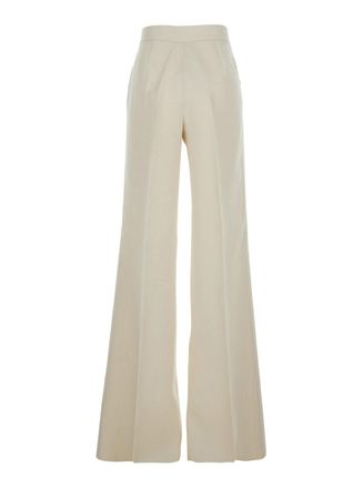 Max Mara Womens Trousers High-Waisted Linen Beige