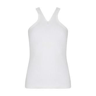 Courr&egrave;ges Criss Cross 90er Ripp-Tanktop - - Tops - Damen - Wei&szlig; - L