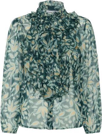 Saint Tropez LiljaSZ Crinkle LS Shirt - Femme - Blouses et Chemises - Bleu - Taille: 38 FR