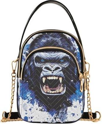 Mnsruu Sac à bandoulière pour femme Angry King Kong Face Sling Sac à dos Sac à main Petit sac à bandoulière Sac à main avec sangle réglable