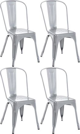 Clp 4er Set St&uuml;hle Benedikt I Metallst&uuml;hle stapelbar und pflegeleicht I Stapelst&uuml;hle bis 200 kg belastbar I Sitzh&ouml;he 44 cm, Farbe:Silber