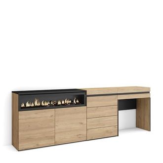 Skraut Home | Sideboard, Kommode | Aufbewahrungsschrank | 227x75x35 cm | F&uuml;r Schlafzimmer, Zimmer | Elektrokamin. | Kommode mit Schubladen | Schminktisch | Modern