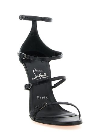 Christian Louboutin Womens Black Goatskin Stiletto Heel Sandals