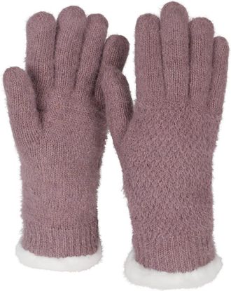 styleBREAKER Damen warme Winter Handschuhe mit Reiskorn Muster und Fleece, Thermo Strickhandschuhe, Fingerhandschuhe 09010040, Farbe:Mauve
