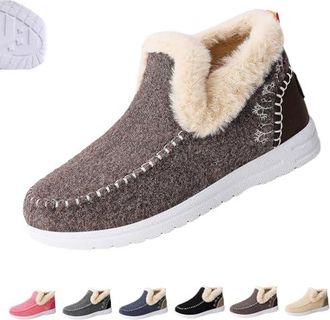 Generic Chaussures plates dhiver doublées en peluche pour femme, bottes de neige moelleuses à enfiler, soutien en plein air, décontractées, chaudes et épaisse