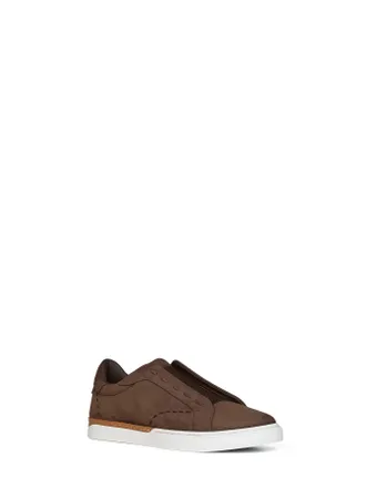 Fendi Mens Low-Top Sneakers City Brown Nubuck Calf Leather Trainers
