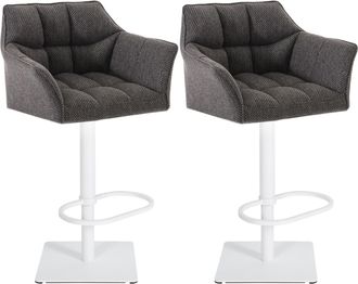 Clp 2er Set Barhocker Damaso Stoffbezug I Gepolsterte Barstühle höhenverstellbar und drehbar I Tresenstühle mit Rückenlehne, Farbe:titangrau, Gestell Farb