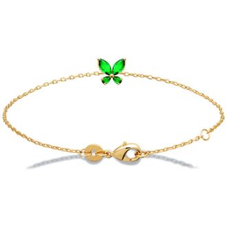 Brillaxis Bracelet plaqué or papillon oxydes verts